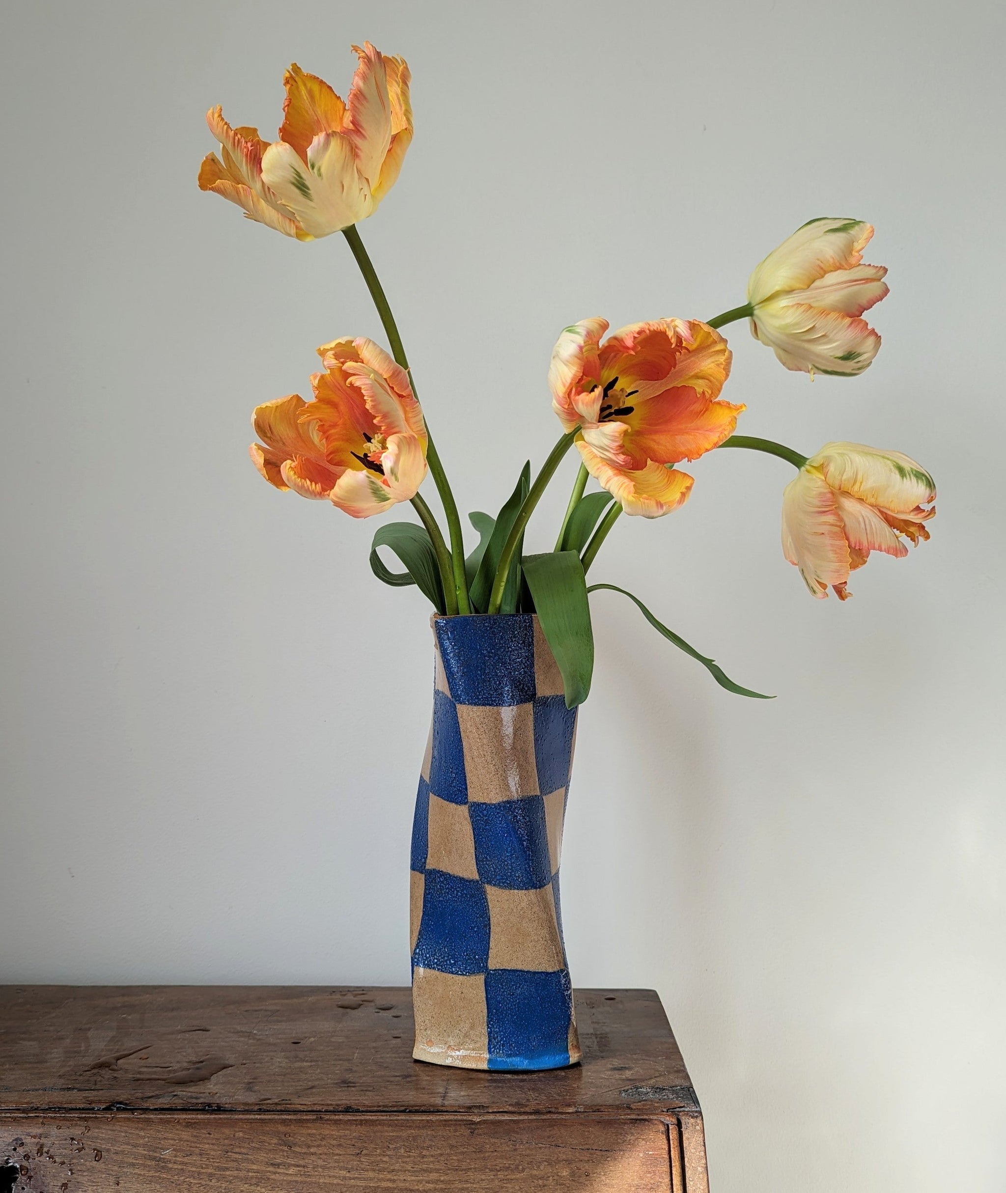 Blue Check Twist Vase | The Roost | Vases & Accessories