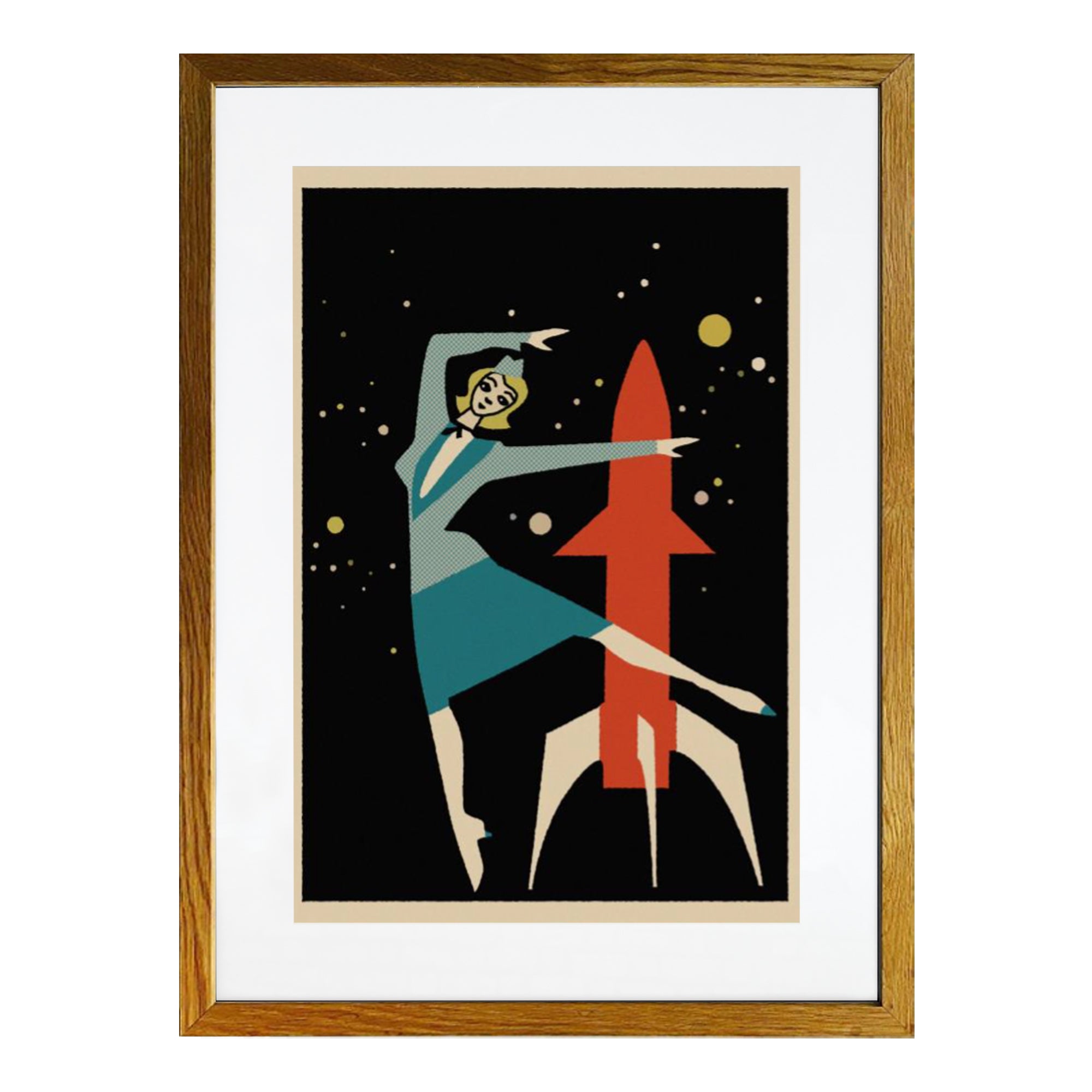 Rocket Girl Framed Matchbox Label Print