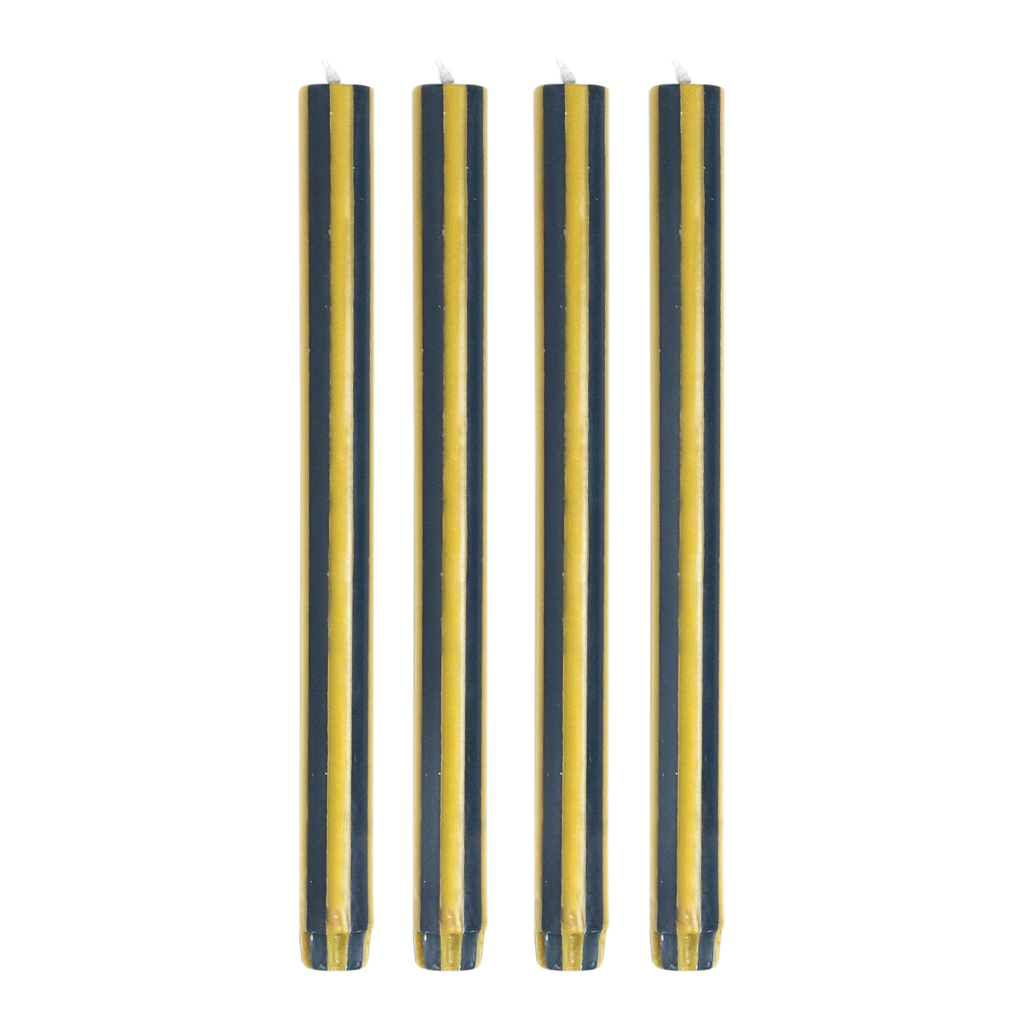 Stripe Dinner Candles - Chartreuse Green / Charcoal