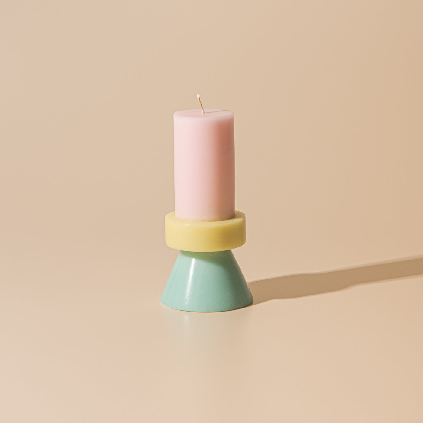 Stack Candle Tall - Floss Pink / Pale Yellow / Mint