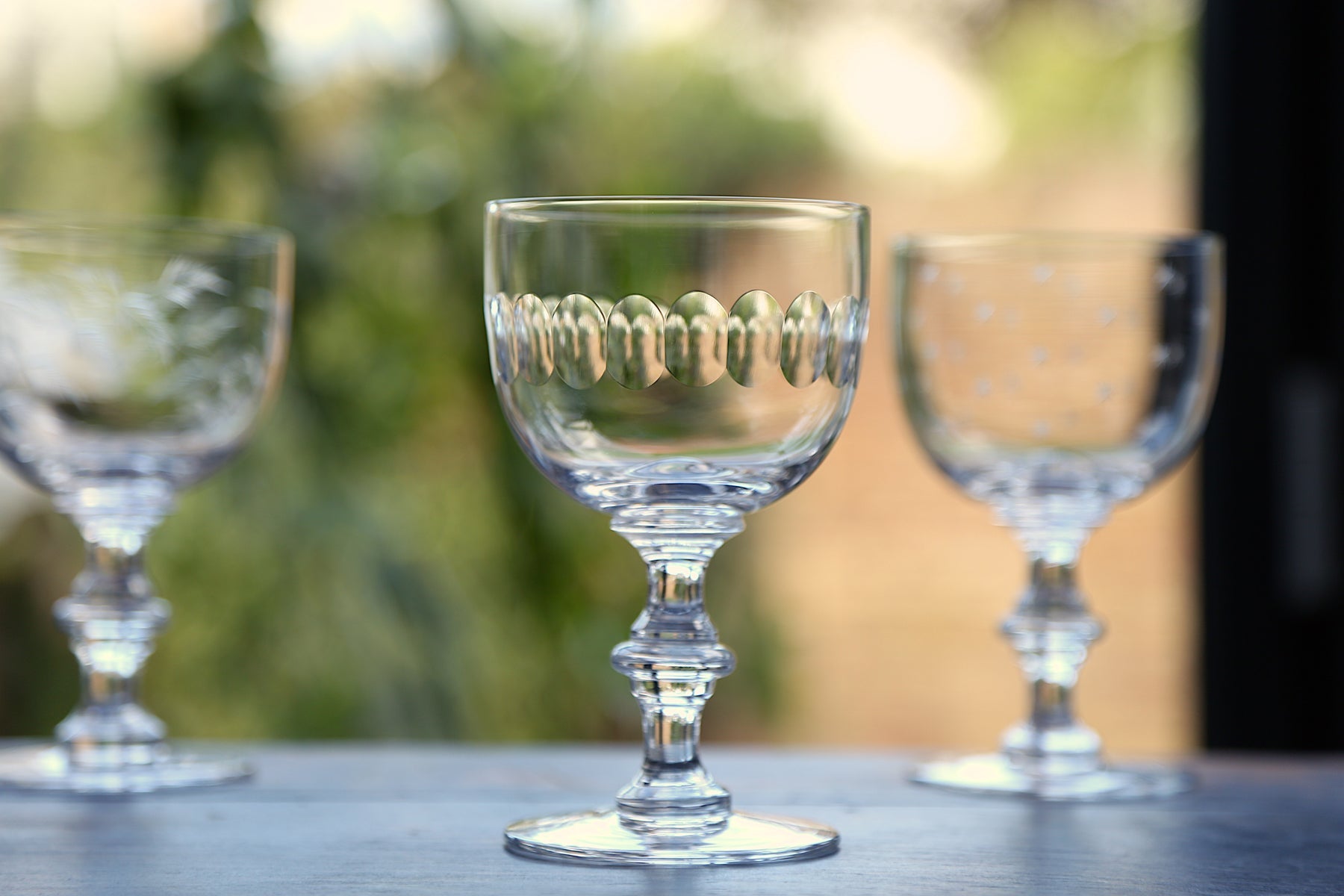 Crystal Wine Goblets | Handcut Lens Design | Set of 4