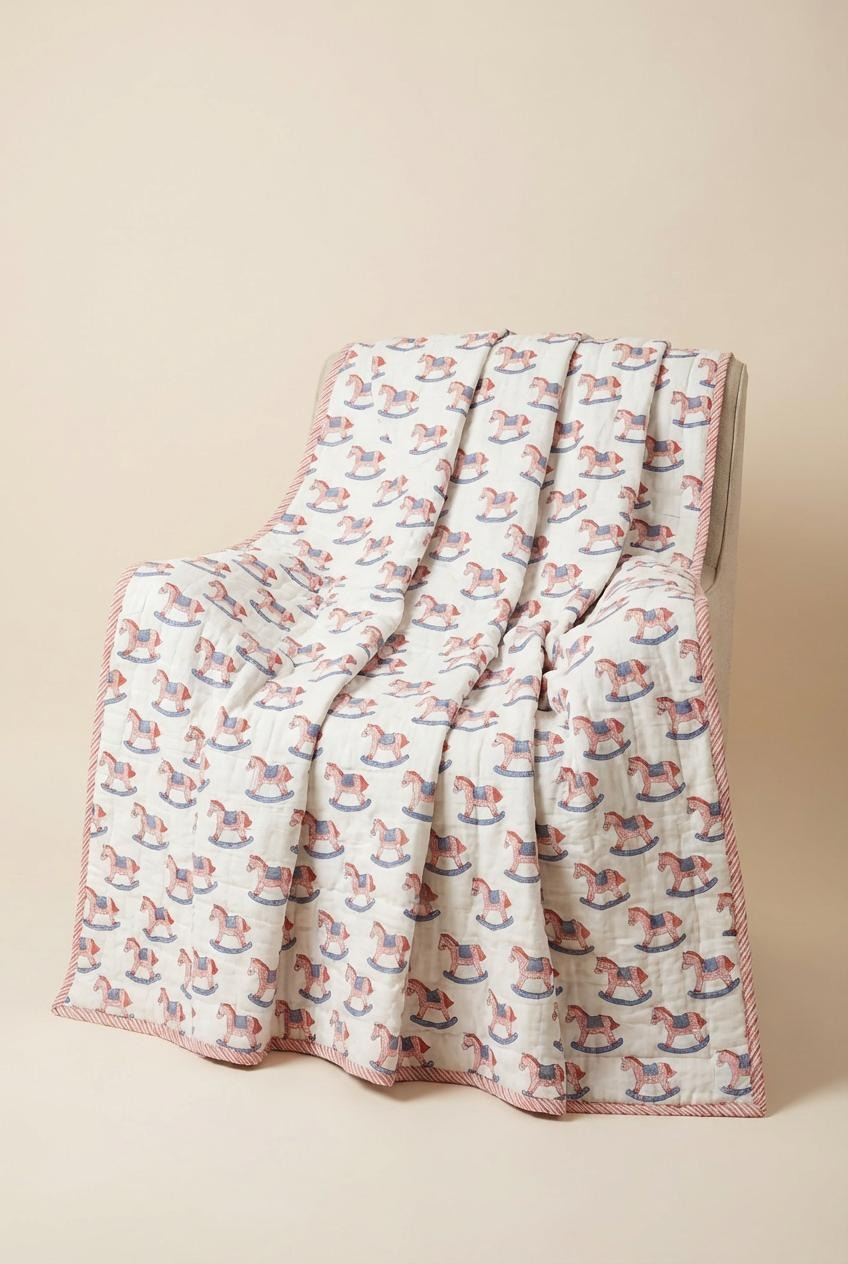 Large Rocking Horse Cot / Toddler Quilt
