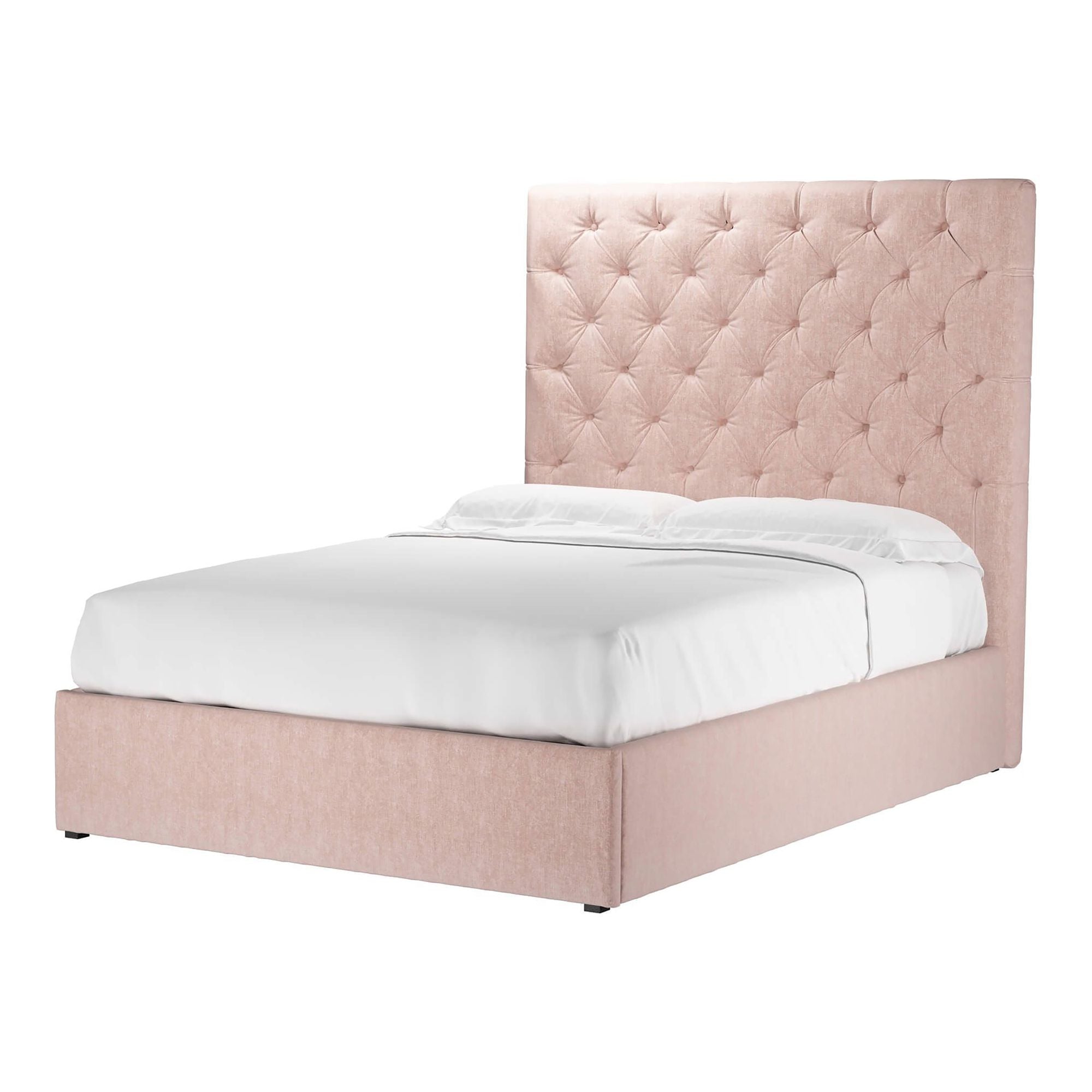 Rosalie Pleated Buttoned Ottoman Bed | Pavilion Pink Brushstroke | Dou
