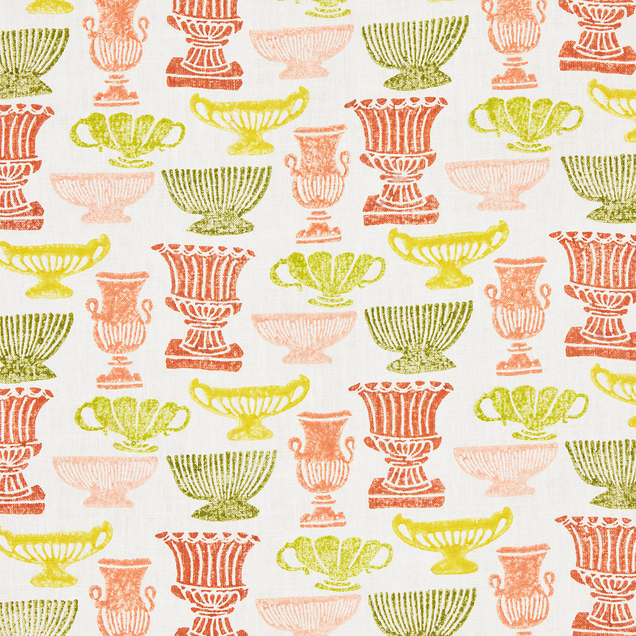 Vases Block printed Fabric Linen Peach Sap Green